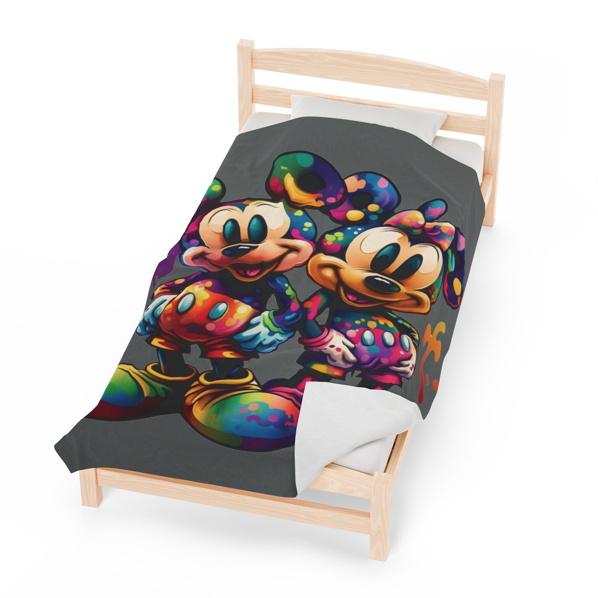 Mickey & Minnie Mouse (splash Color) Velveteen Plush Blanket - Etsy