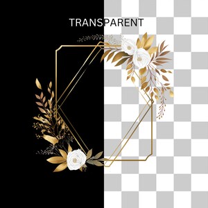 Gold Flower Clipart, Gold Bouquet Frame Graphics, Wedding Bridal Baby ...