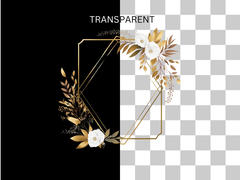 Gold Flower Clipart, Gold Bouquet Frame Graphics, Wedding Bridal Baby ...