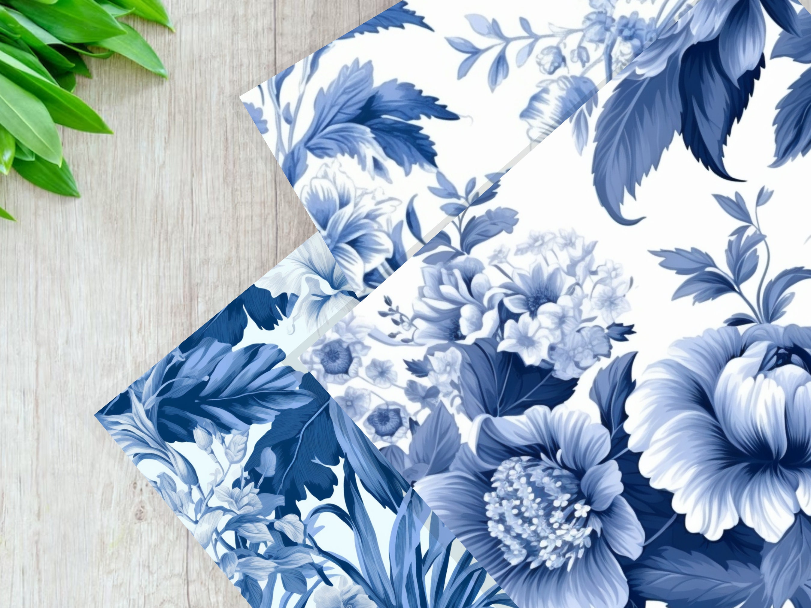 Floral Toile Pattern Background Blue, Digital Paper Seamless, Instant ...