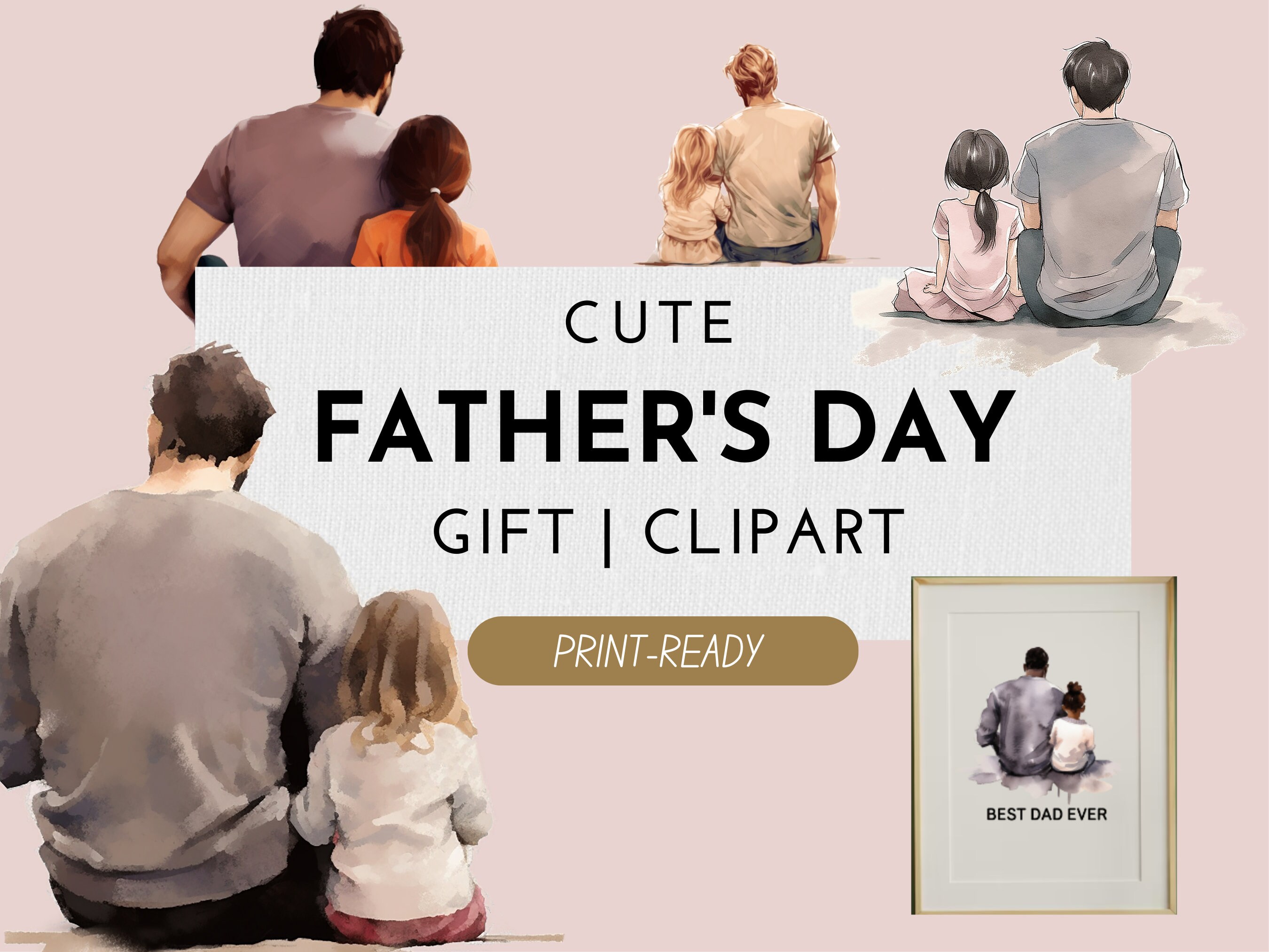 Fathers Day Gift Clipart, Dad Present, Watercolor Family Clipart ...