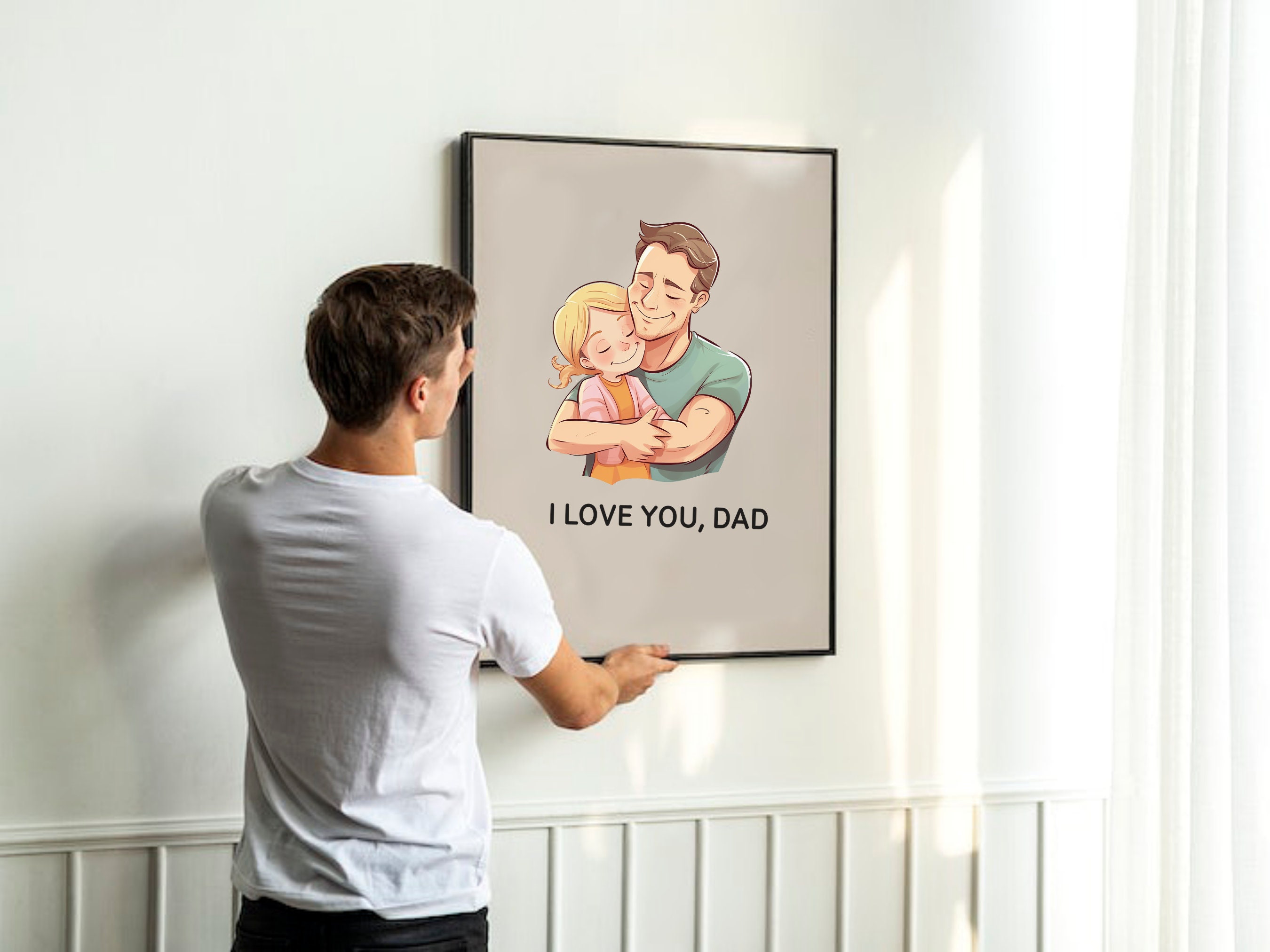 Father Day Gift Art Fathers Day Card Cute Dad Present Son Gift Daughter ...