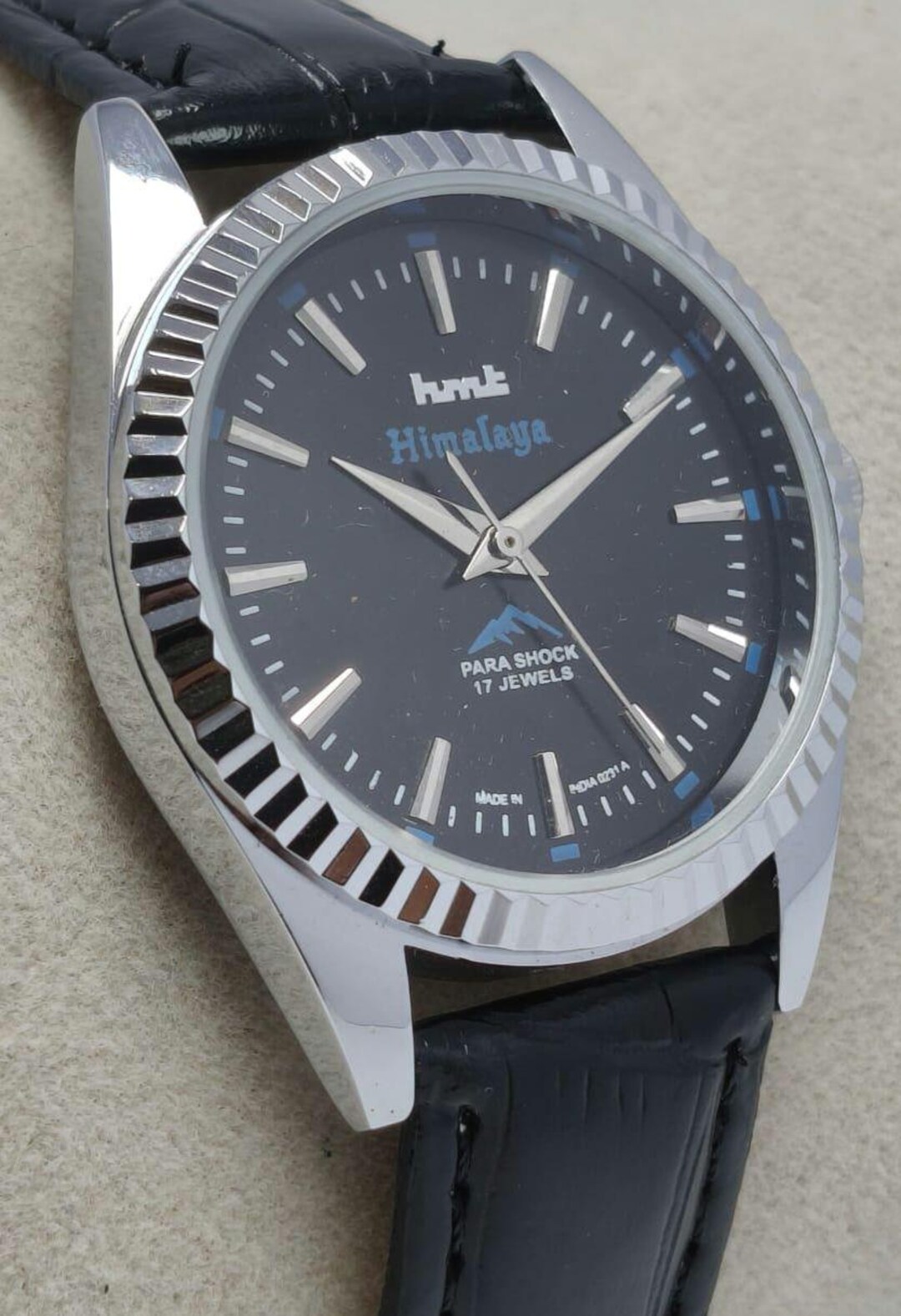 Vintage HMT Himalaya Winding Wristwatch: Black Dial Manual Wind Watch ...