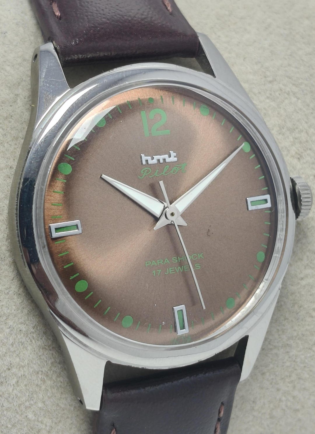 Vintage HMT Pilot Wristwatch: Brown Dial Manual Wind Watch - Etsy