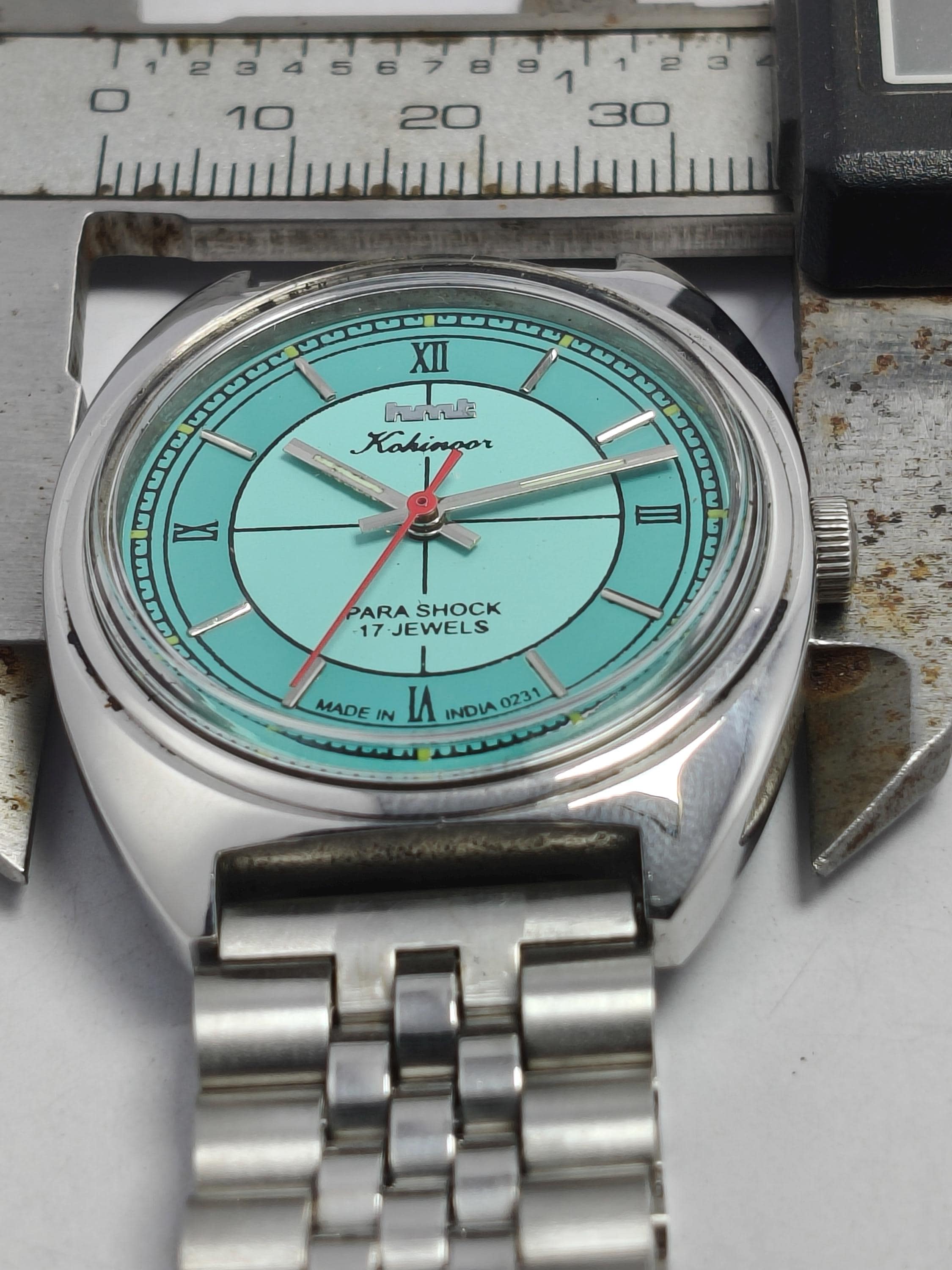 Vintage HMT Kohinoor Winding Wristwatch: Turquoise Dial Manual Wind ...