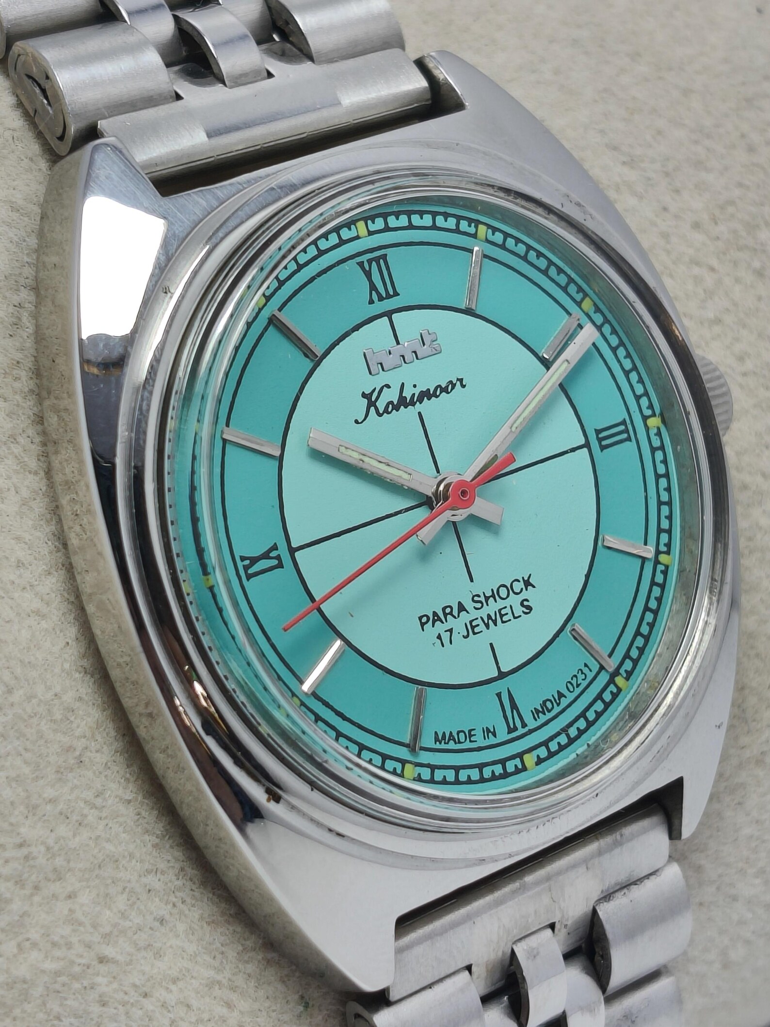 Vintage HMT Kohinoor Winding Wristwatch: Turquoise Dial Manual Wind ...