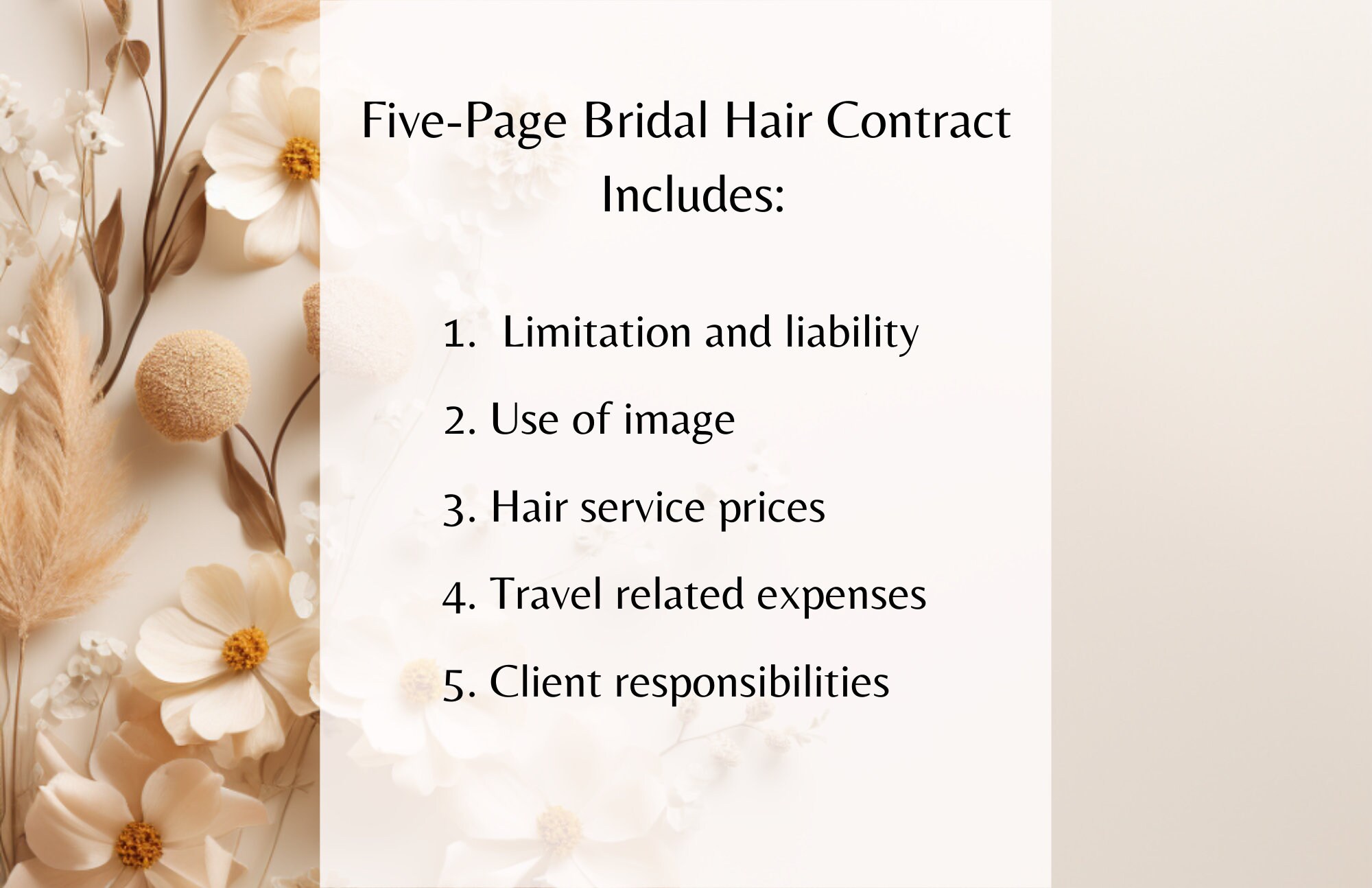 Bridal Hair Service Contract Template, Hair Service Agreement, Wedding ...