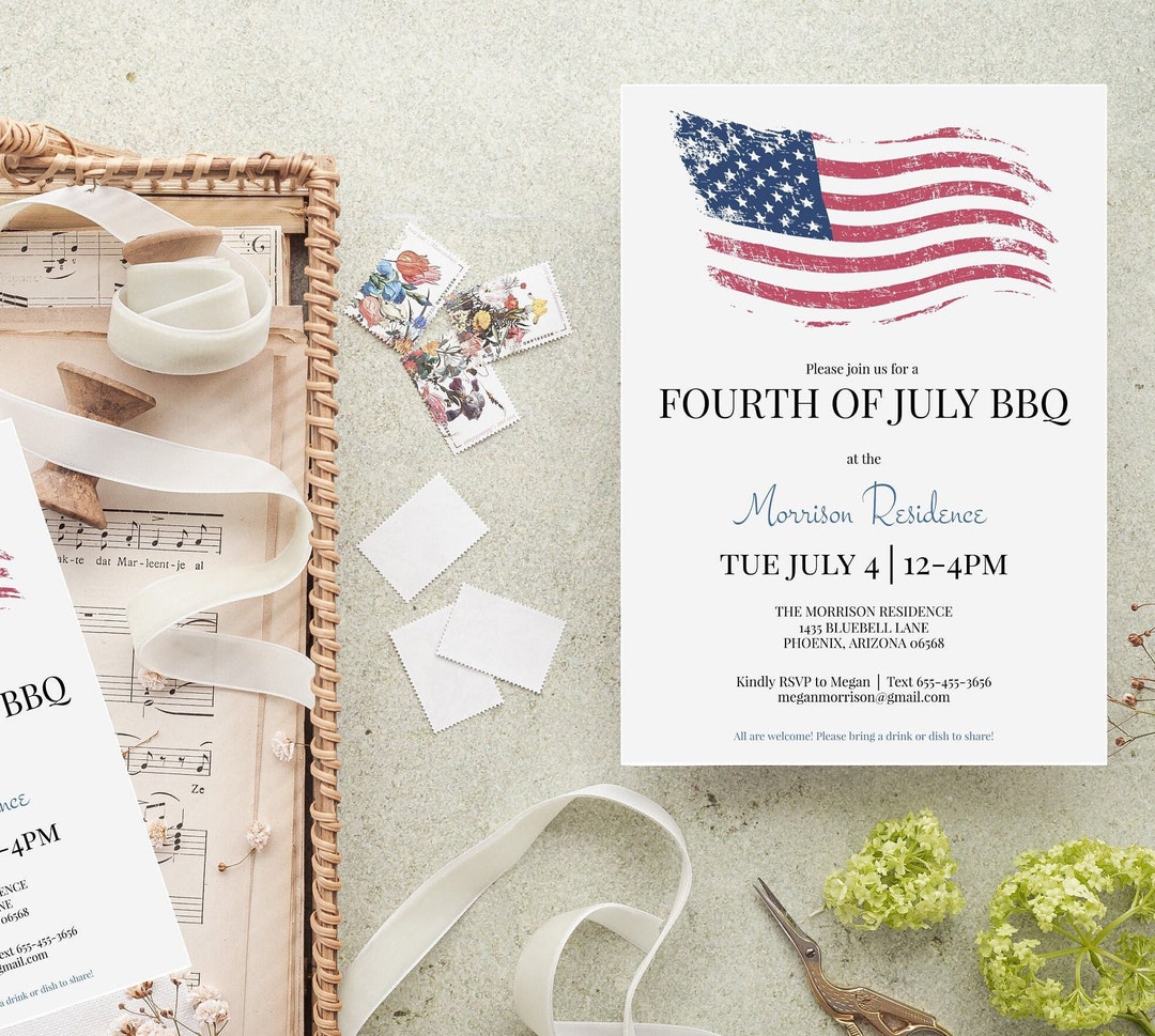 Custom 4th of July Invitation, Fourth of July BBQ, 4th of July Invite ...