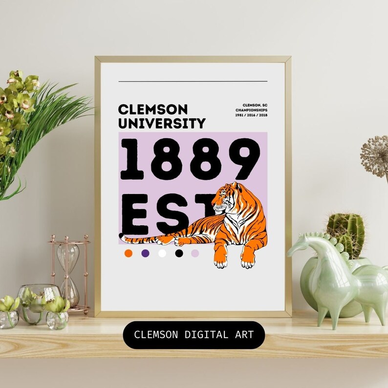 Tiger Wall Art Go Get Em Tiger Print Trendy Girly Wall Art Preppy Room Decor Vintage Aesthetic ...