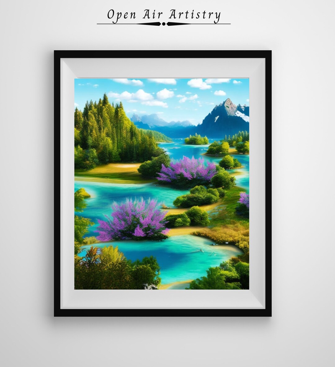 Mountain and Beach Landscape Artwork | Painting | Wall Art | Nature ...