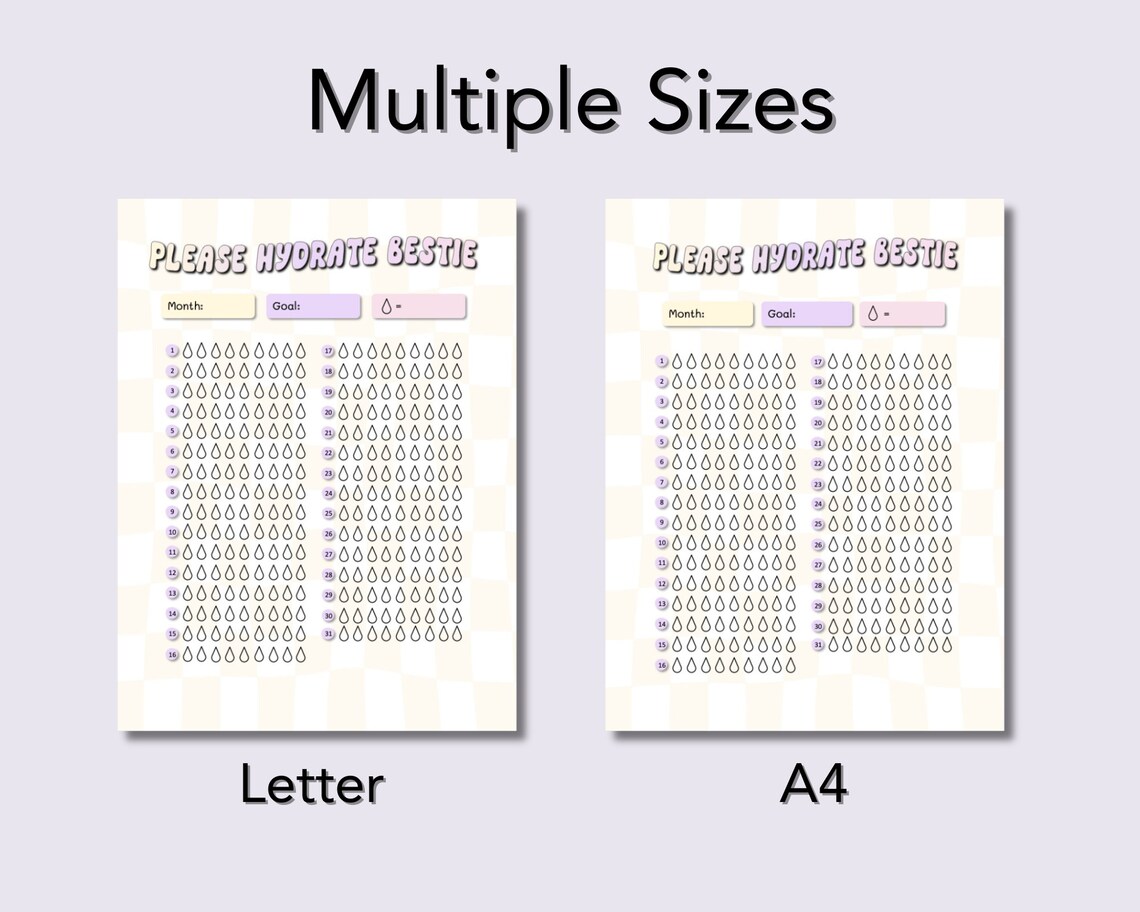 Printable Water Intake Tracker, Monthly Water Intake Tracker, Hydration ...