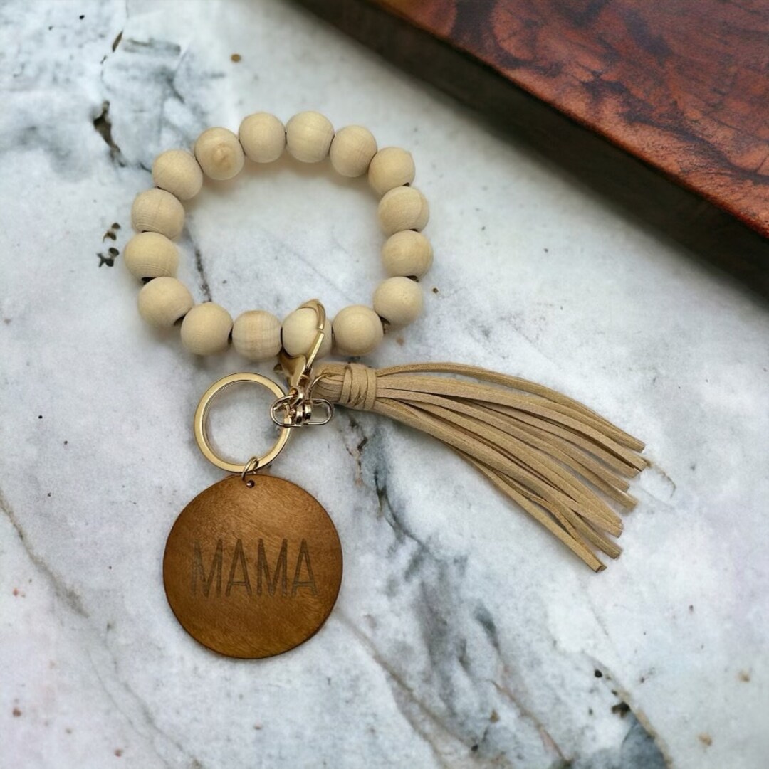 Cute Wristlet Keychain Silicone and Wood Bead Options, Customizable ...
