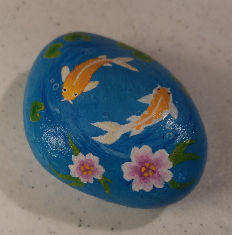 Koi Fish Painted Rock - Etsy