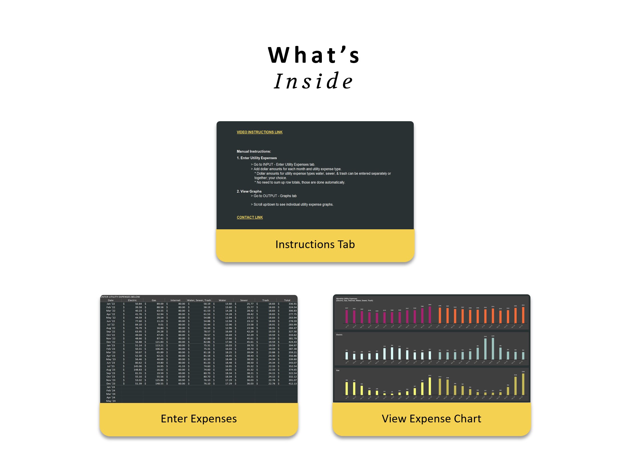 Monthly Utility Expense Tracker Dark Mode Spreadsheet | Expense ...