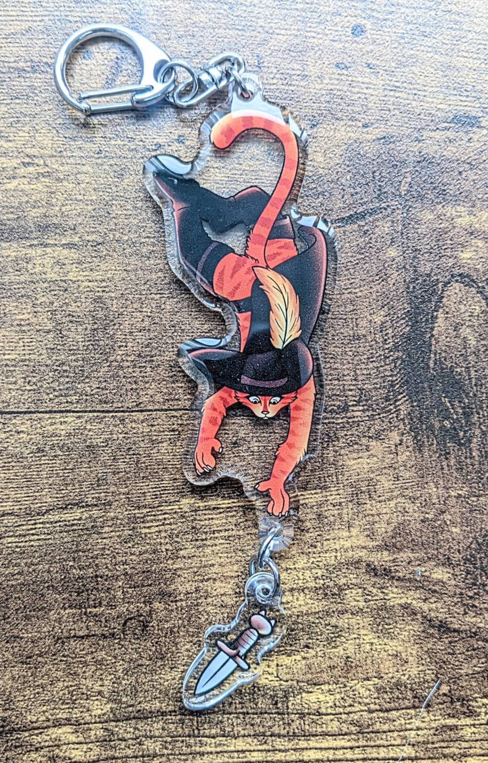 Puss in Boots Keychain Puss and Gatito Blade Connecting Keychain Charm ...
