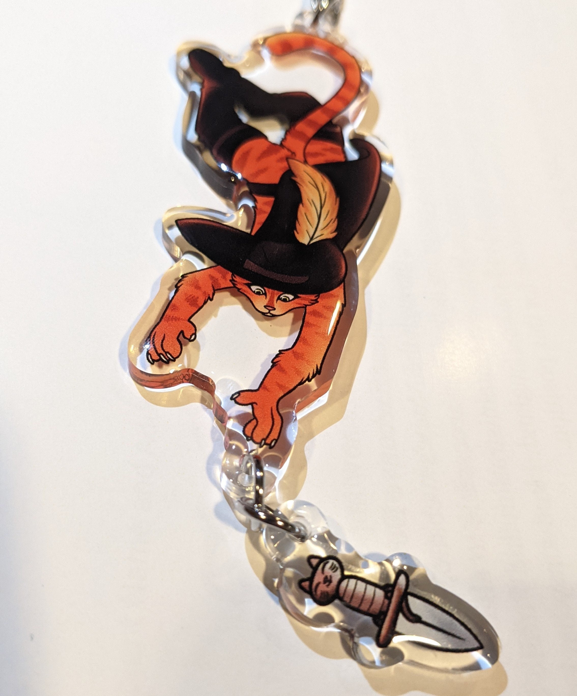 Puss in Boots Keychain Puss and Gatito Blade Connecting Keychain Charm ...