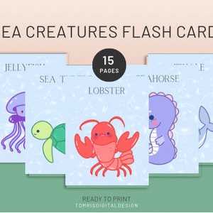 15 Sea Creatures Educational Flash Cards Montessori Cards - Etsy
