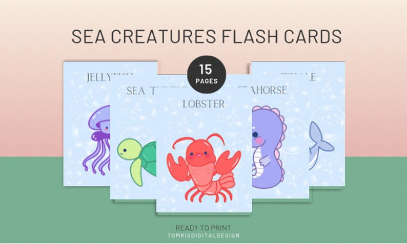 15 Sea Creatures Educational Flash Cards Montessori Cards - Etsy