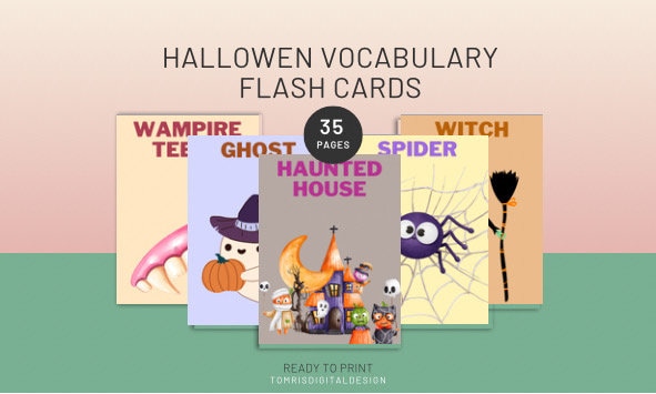 35 Halloween Educational Vocabulary Flash Cards for Kids, Halloween ...