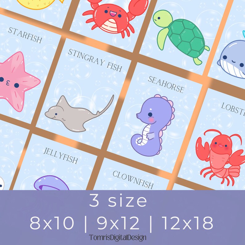 15 Sea Creatures Educational Flash Cards Montessori Cards - Etsy