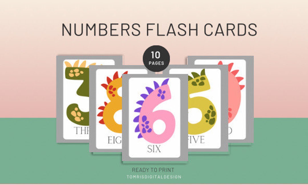 0-10 Dinosaurs Numbers Educational Flash Cards, Montessori, Count to 10 ...