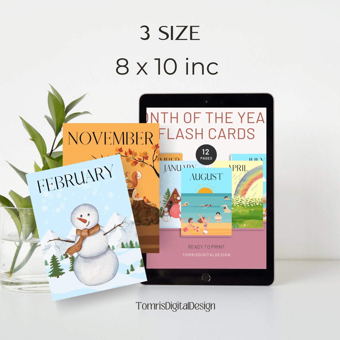 12 Months of the Years Flash Cards, Printable Flash Cards, Months ...