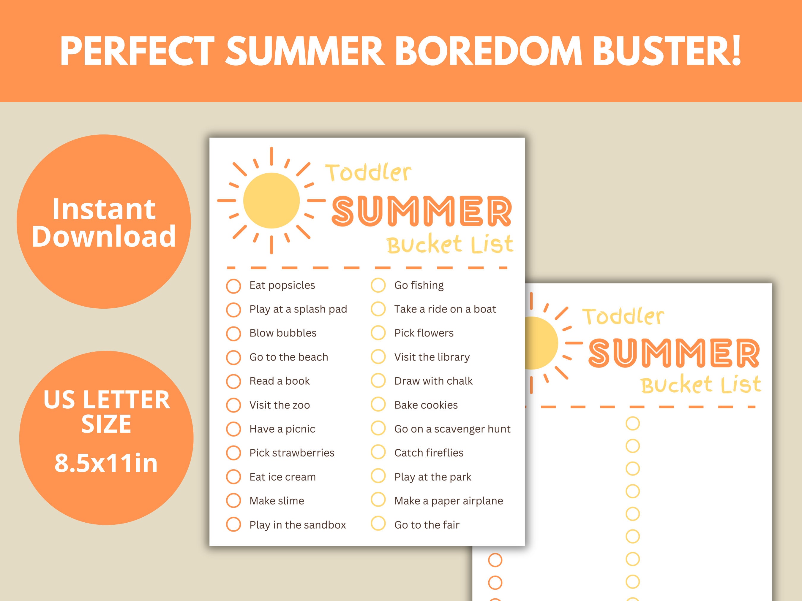 Toddler Bucket List Printable Summer Fun List Kids Summer - Etsy