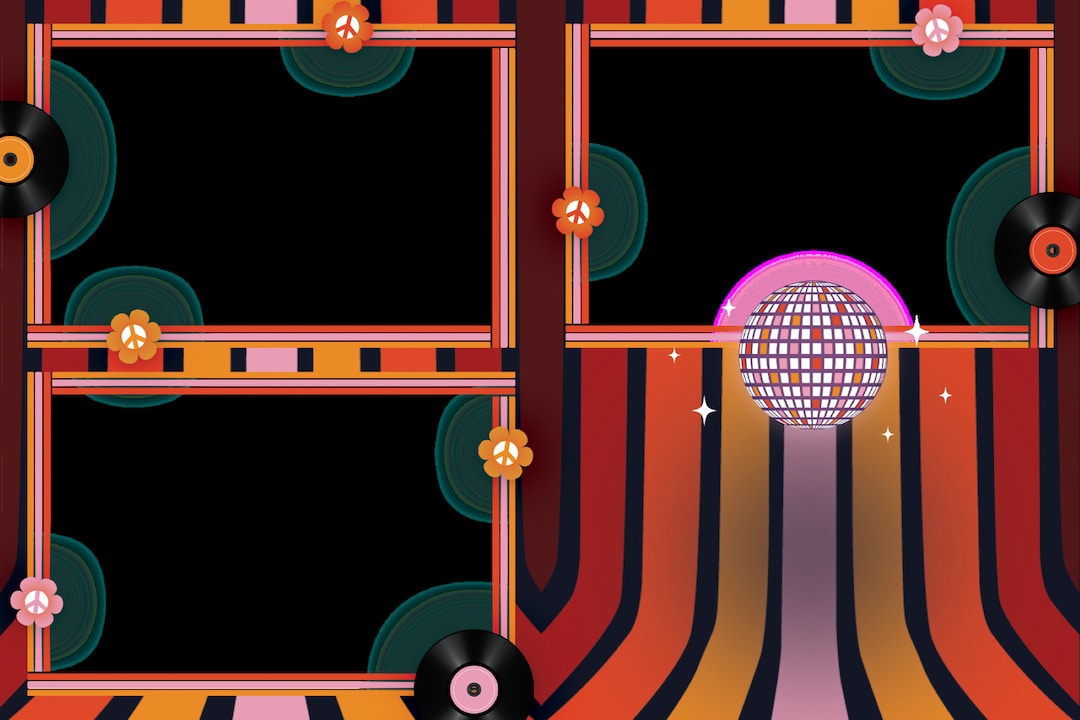 70s Retro Groovy Disco Party Photo Booth Template for Dslrbooth, Funky ...