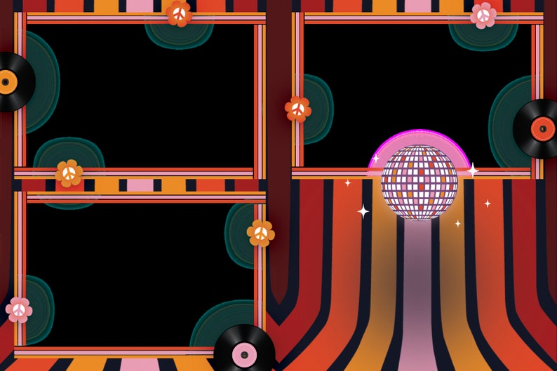 70s Retro Groovy Disco Party Photo Booth Template for Dslrbooth, Funky ...
