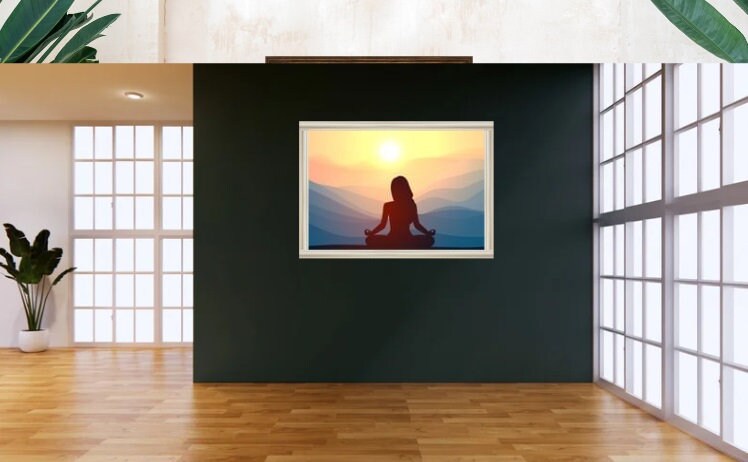 Art Meditation Yoga Colorfull Print Sunset Calming Poster Digital ...