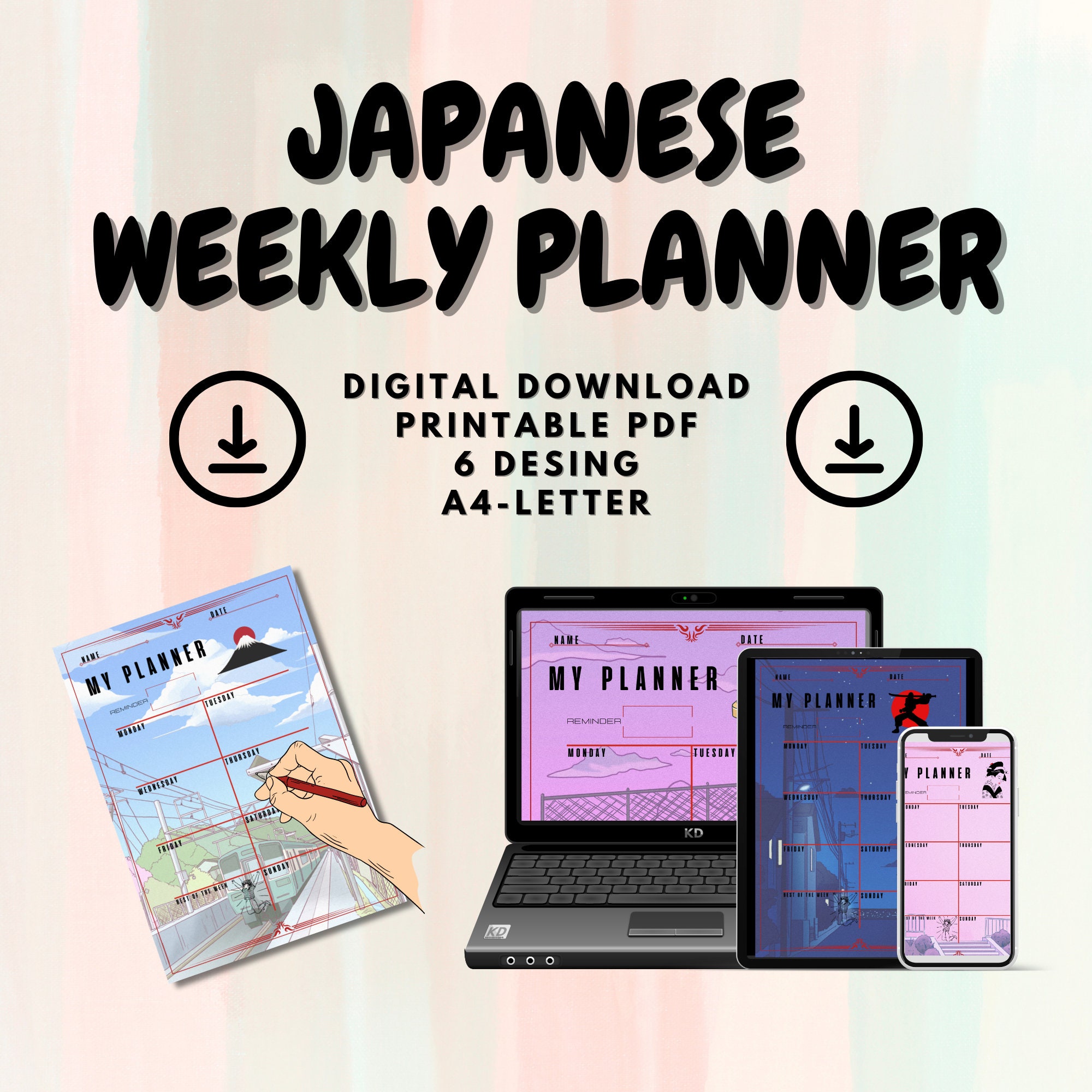 Weekly Planner, Japanese Weekly Planner, Digital Planner, Printable ...