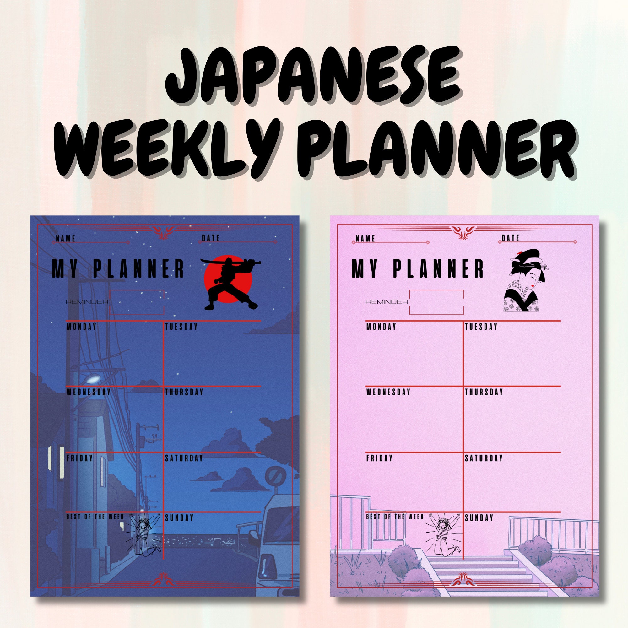 Weekly Planner, Japanese Weekly Planner, Digital Planner, Printable ...