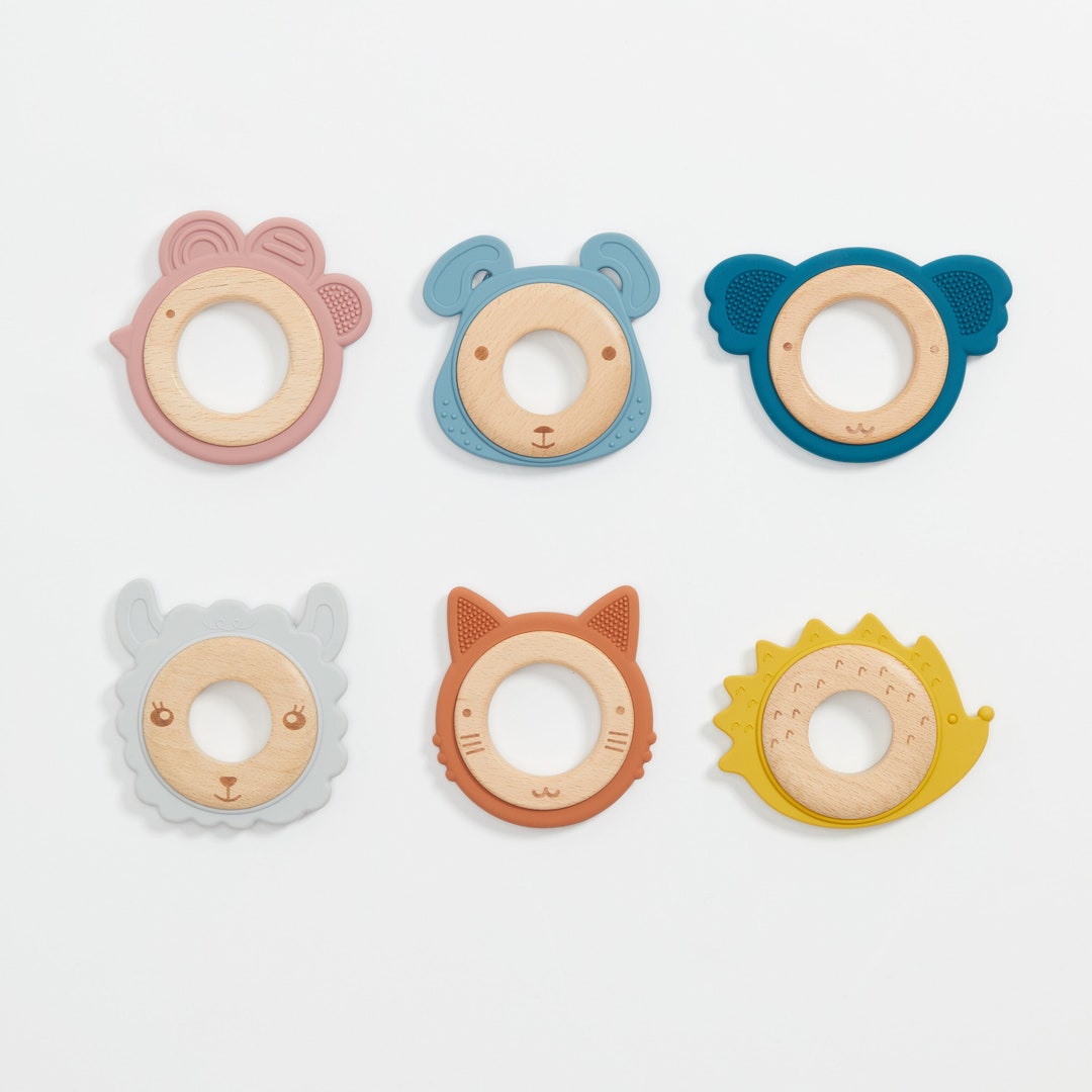 All-natural Baby Teething Ring | 100% Silicone & Wood Baby Teether ...