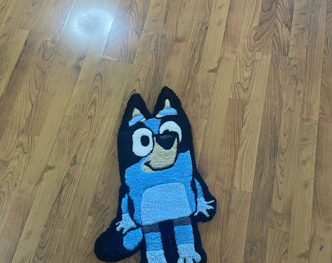 Handmade Bluey Cartoon Tufted Rug, Non-slip Acrylic Yarn Rug, Kids ...