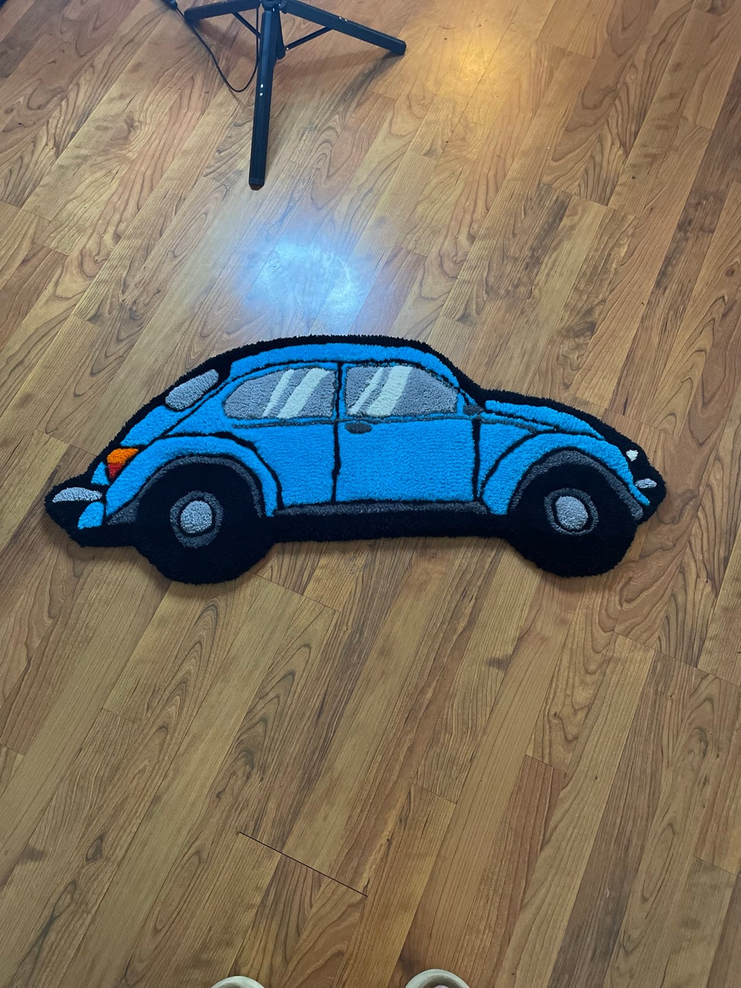 Handmade Acrylic Yarn Volkswagen Beetle Tufted Rug With Non-slip ...