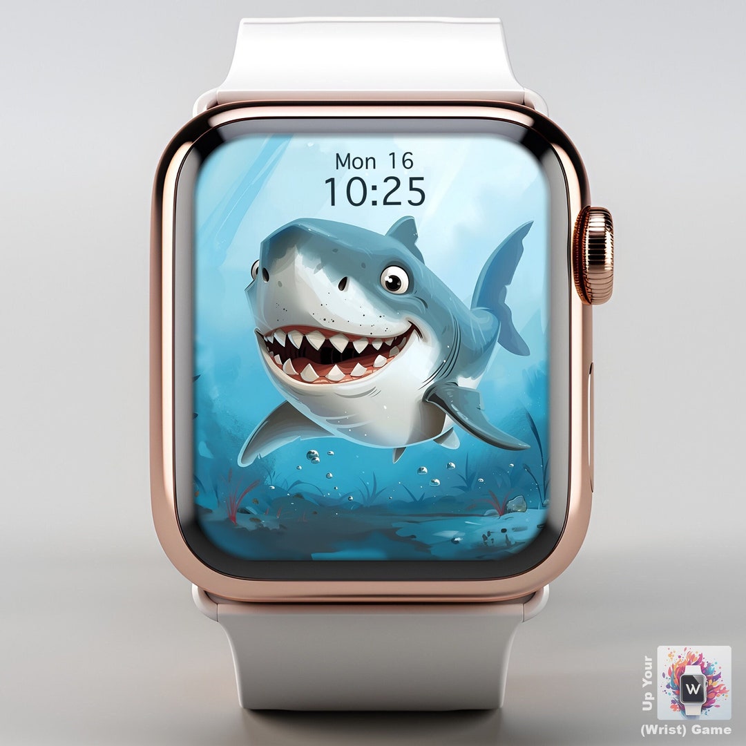 Cute Shark Cartoon Apple Watch Face Wallpaper, Smartwatch Background ...