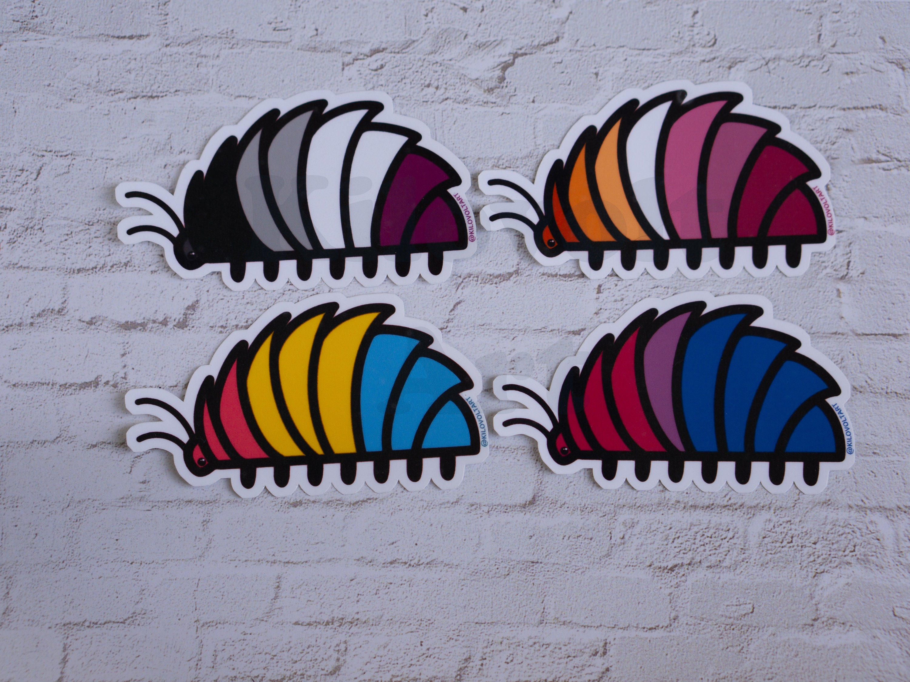 Pride Flags Pill Bug Stickers Original Artwork Laminated Matte ...