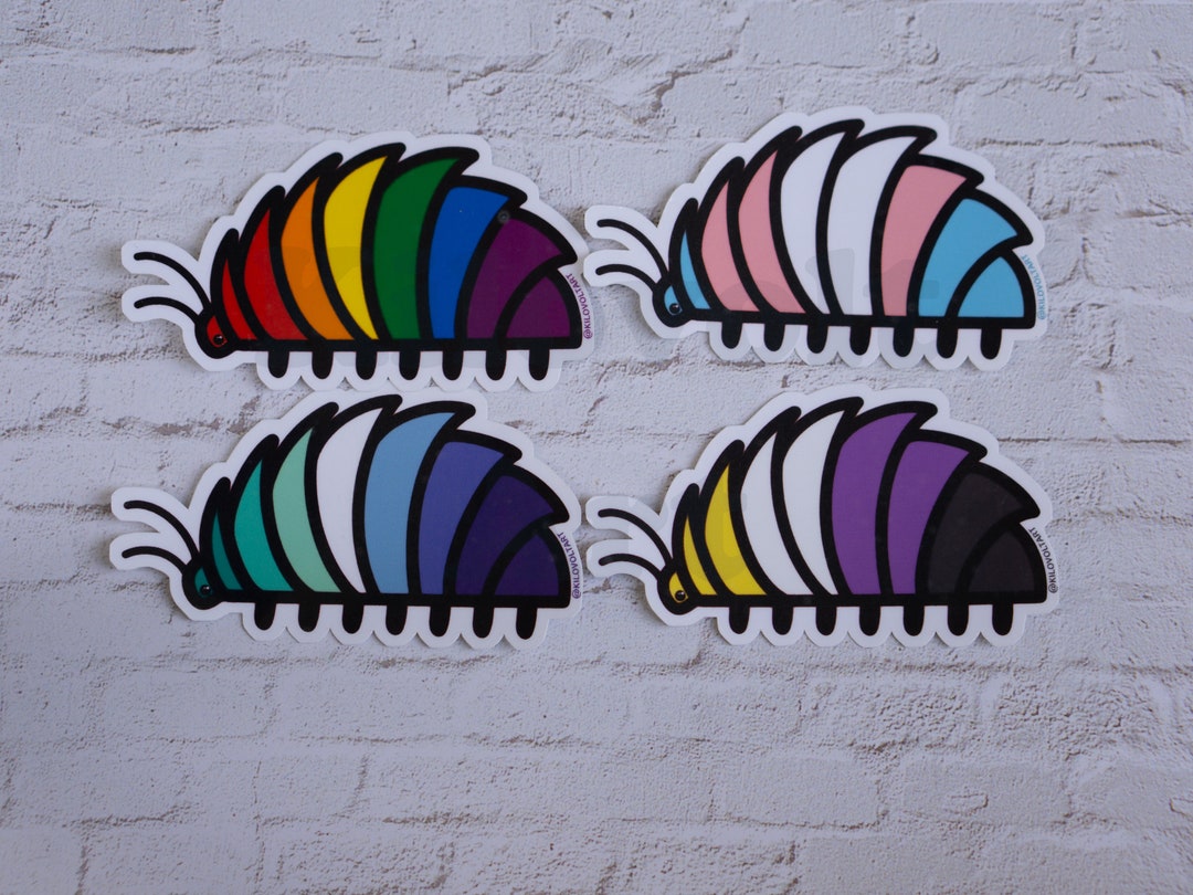 Eight Pride Flag Pill Bug Stickers Original Artwork Laminated Matte ...
