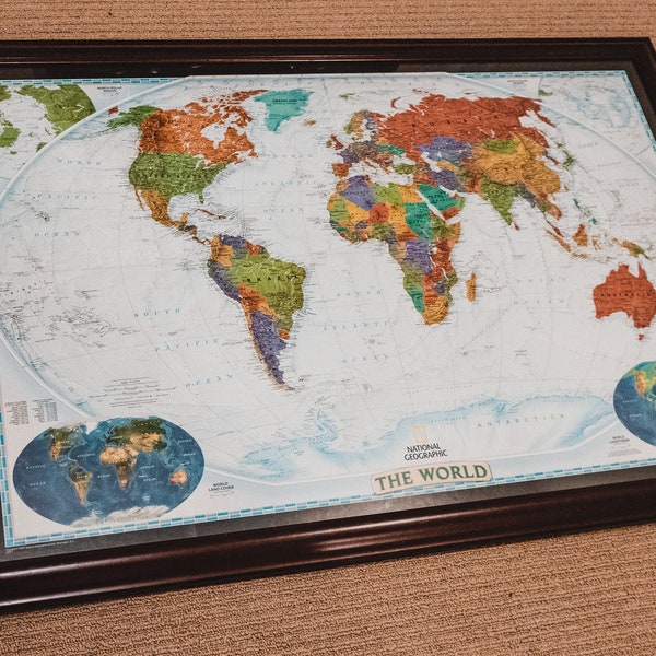 National Geographic World Map Framed - Etsy
