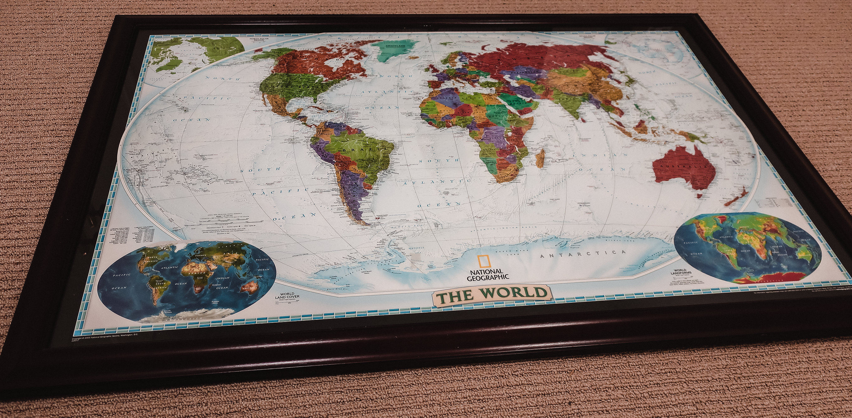 National Geographic World Map Wall Decor Antique Cool Map Framed Ready ...