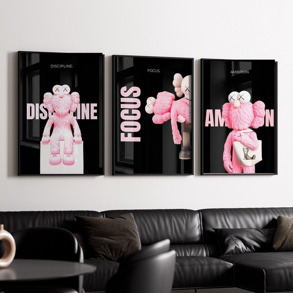 Pink Hypebeast Kaws in Parachute Poster, Kaws in Toronto Poster, Kaws ...