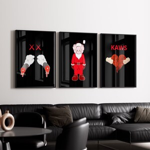 Santa Kaws Poster, Christmas Hypebeast Kaws Poster, Red Kaws Santa Kaws Poster, Christmas Hypebeast Kaws Poster, Red Kaws