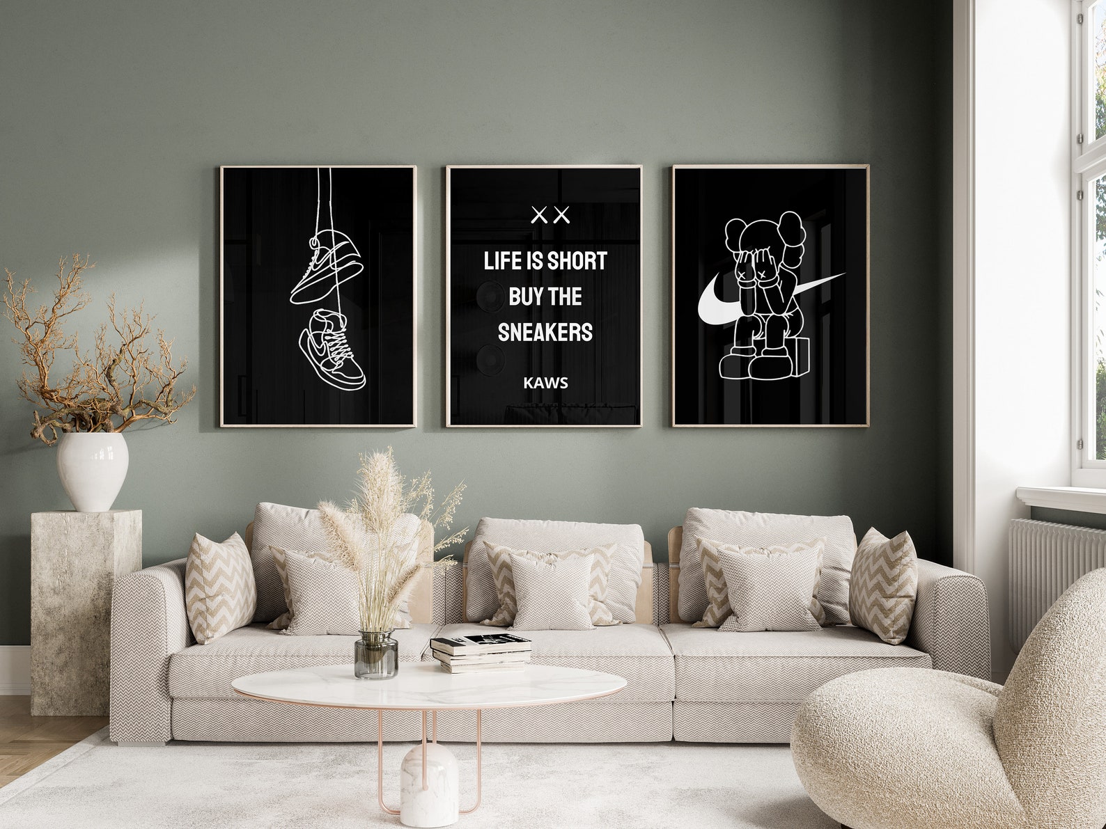 Kaws Sneaker Poster, Set of 3 Motivational Quote Poster, Nike Shoe ...