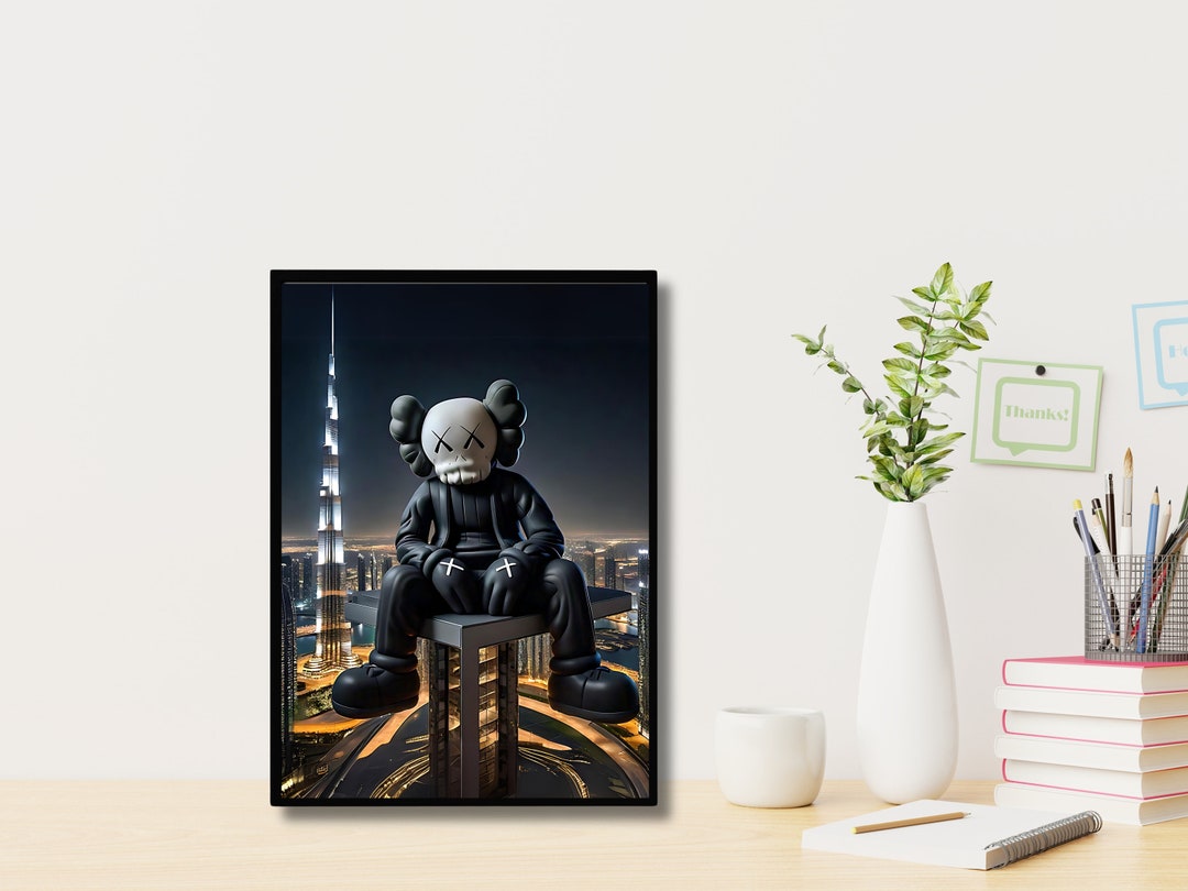 Kaws Sitting on Burj Khalifa Poster, Printable Kaws Wall Art, Hypebeast ...