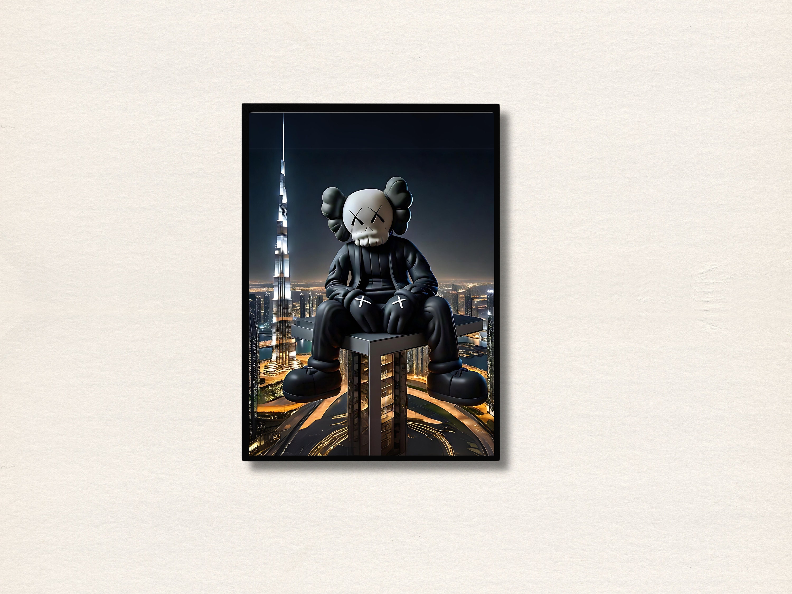Kaws Sitting on Burj Khalifa Poster, Printable Kaws Wall Art, Hypebeast ...