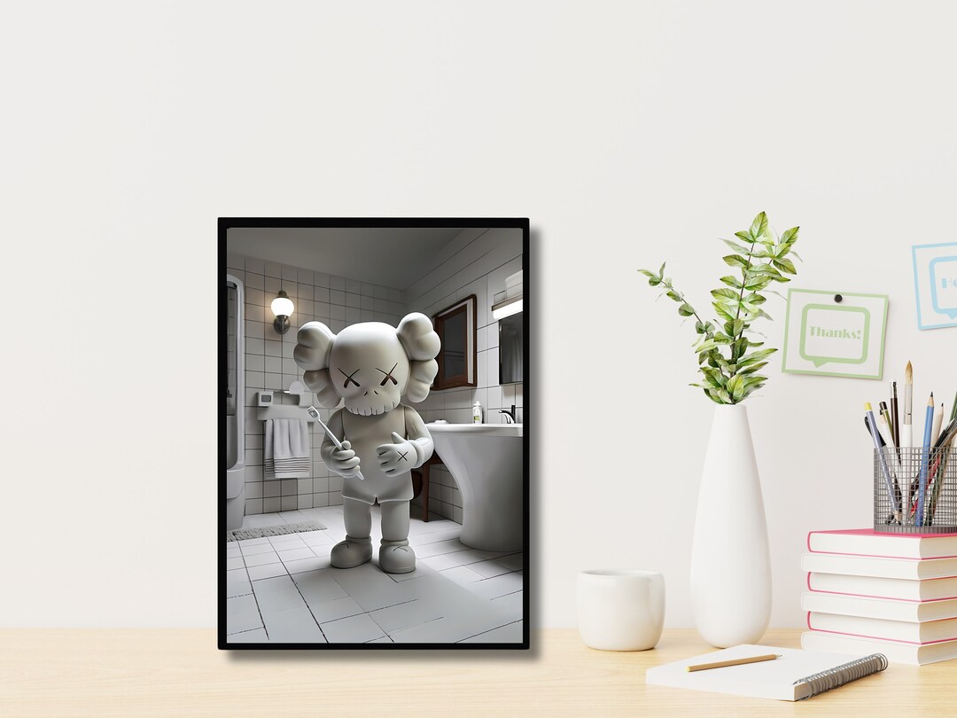 Funny Kaws Poster, Minimal Bathroom Decor, Hypebeast Figure, Kaws Toy ...