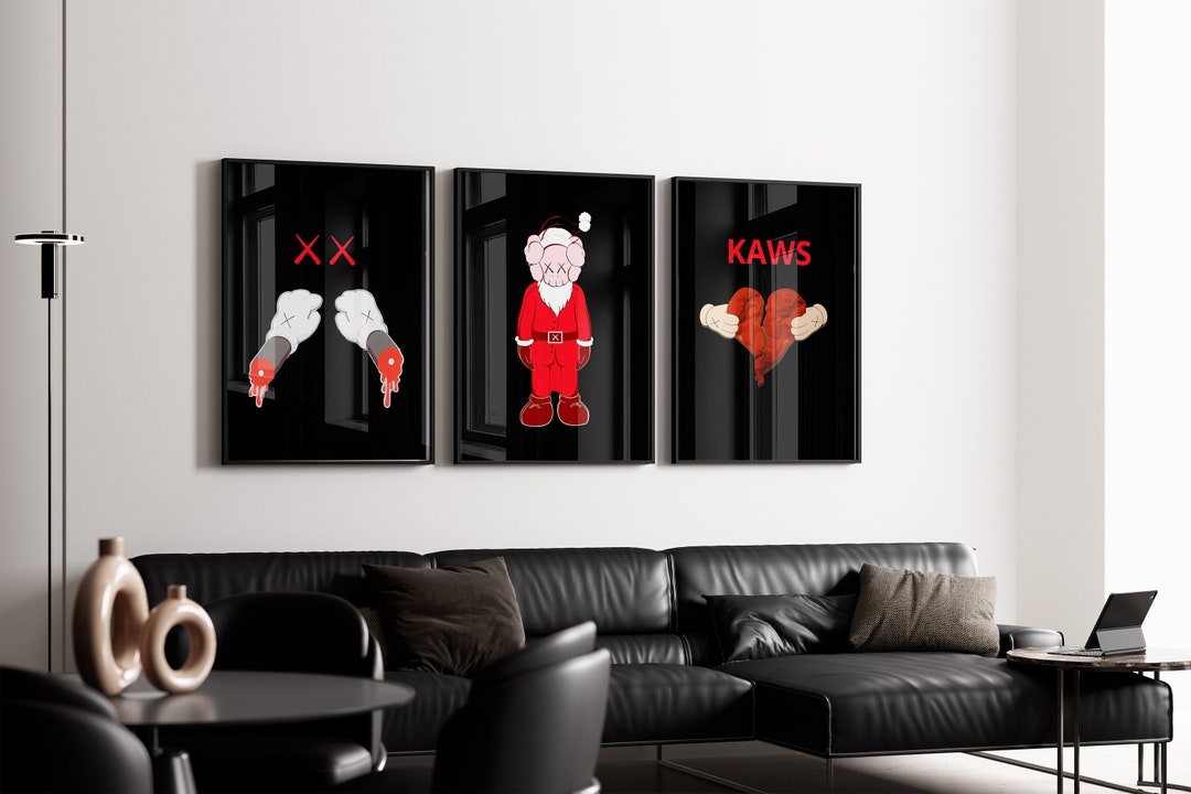 Santa Kaws Set of 3 Printable Poster, Cristmas Hypebeast Kaws Poster ...