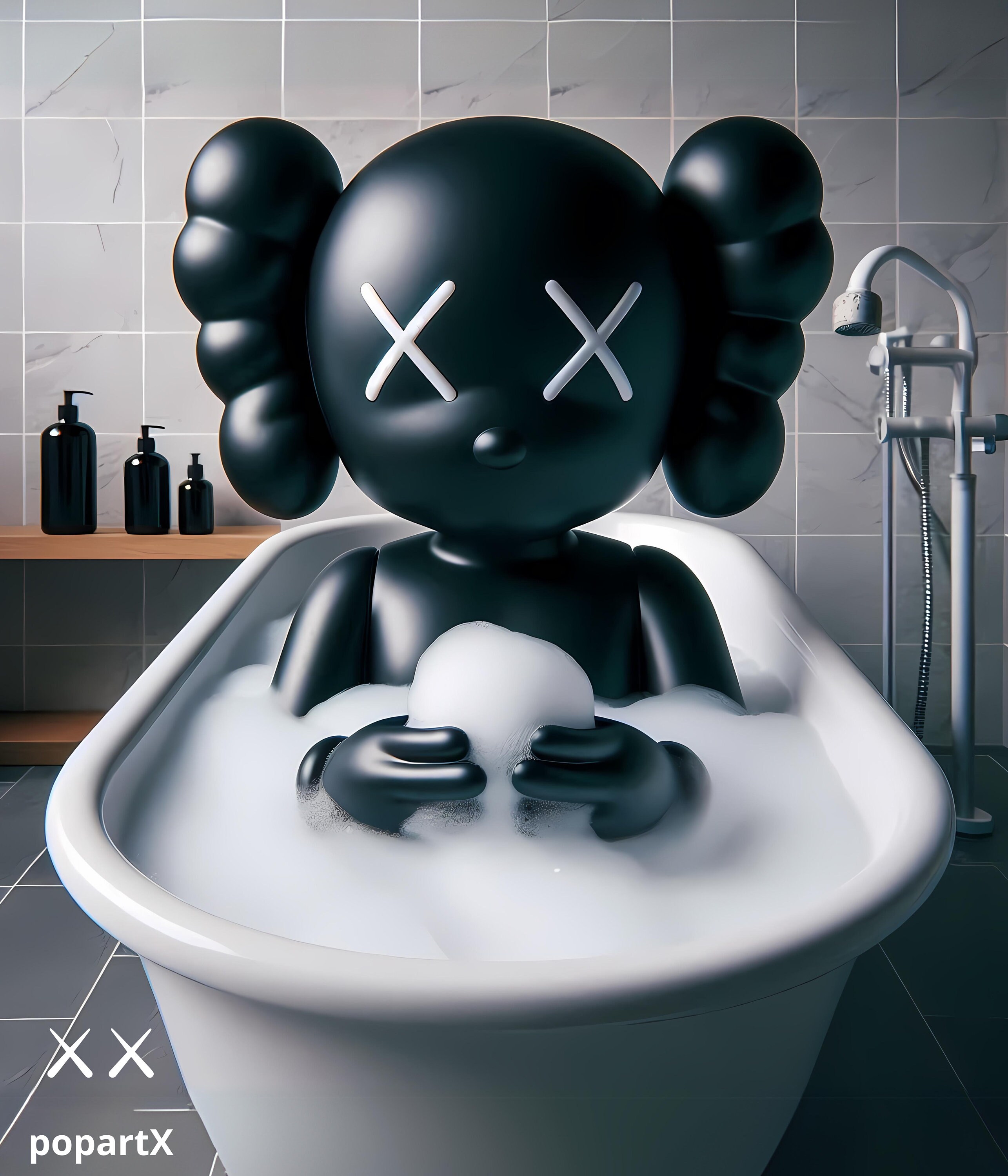 Kaws Hypebeast in Bathtub Poster, Kaws in Tub, Hypebeast Figure Art ...