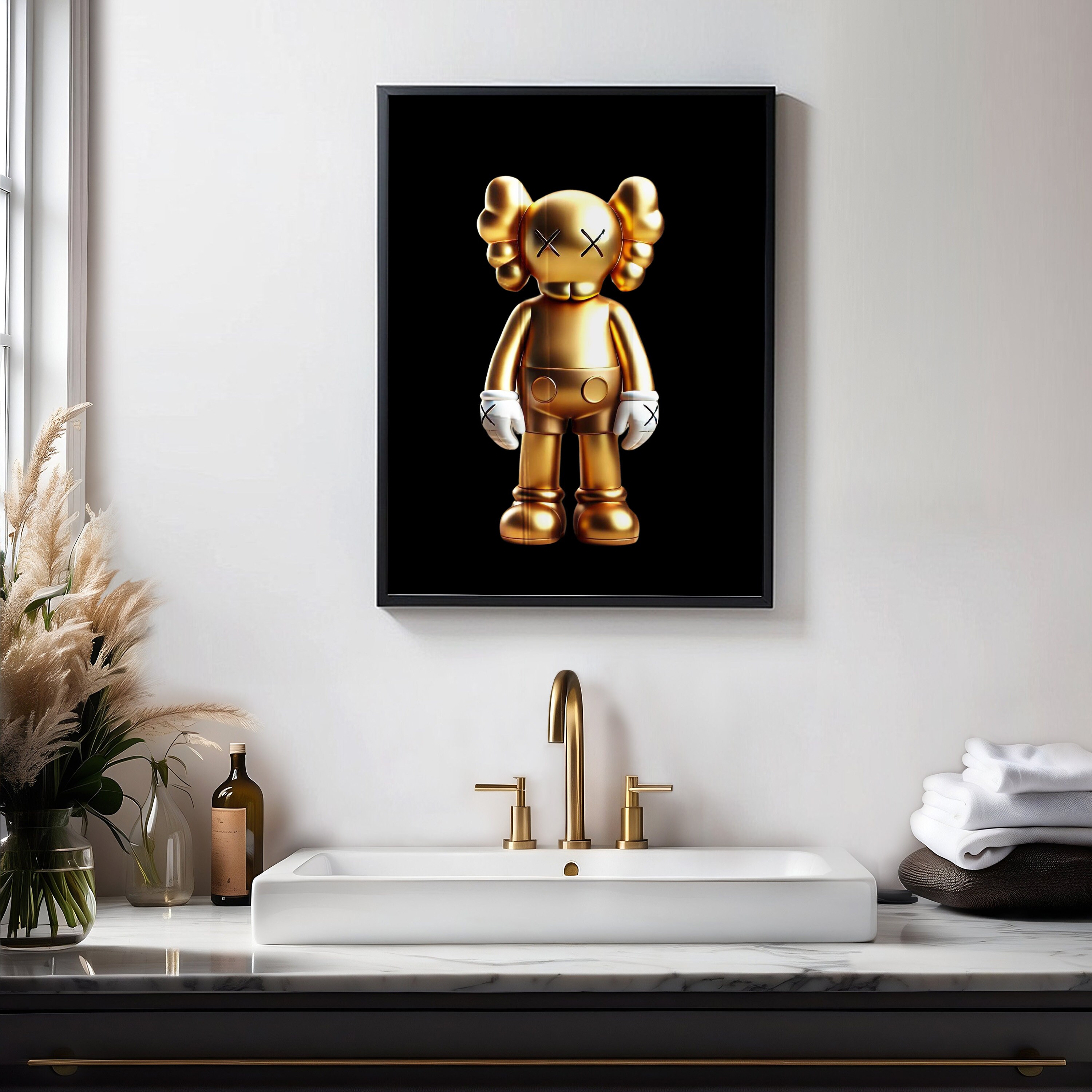 Kaws Gold Poster, Kaws Set of 3 Printable Poster, Gold Hypebeast Toy ...