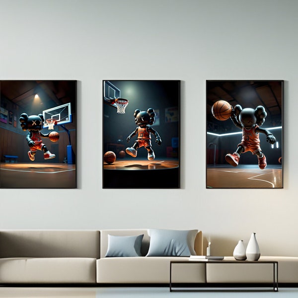 Kaws Canvas Wall Art. Basketball - Etsy